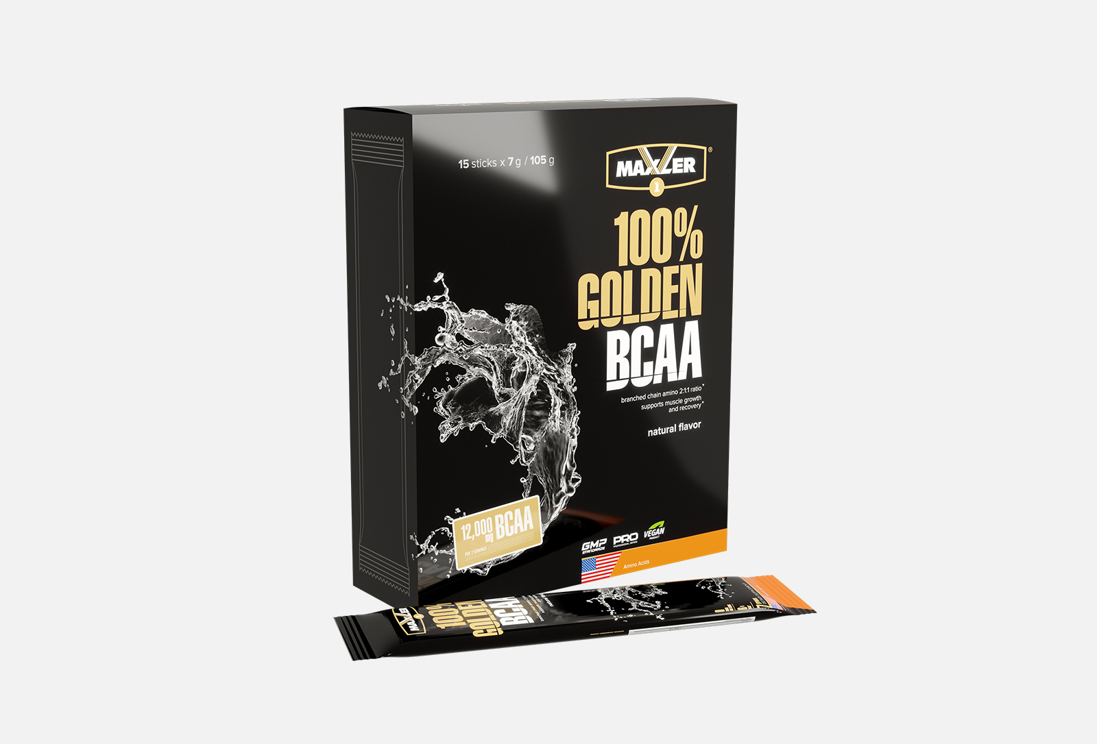 MAXLER Аминокислоты с натуральным вкусом 15шт х 7гр 100% Golden BCAA 15 ...