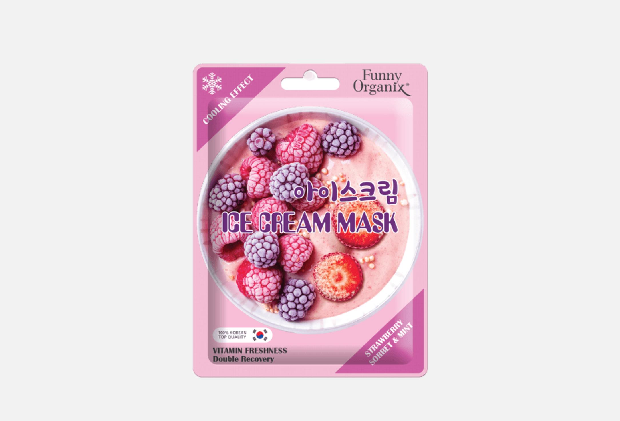 Funny Organix тканевая маска для лица STRAWBERRY SORBET & MINT Frost ...