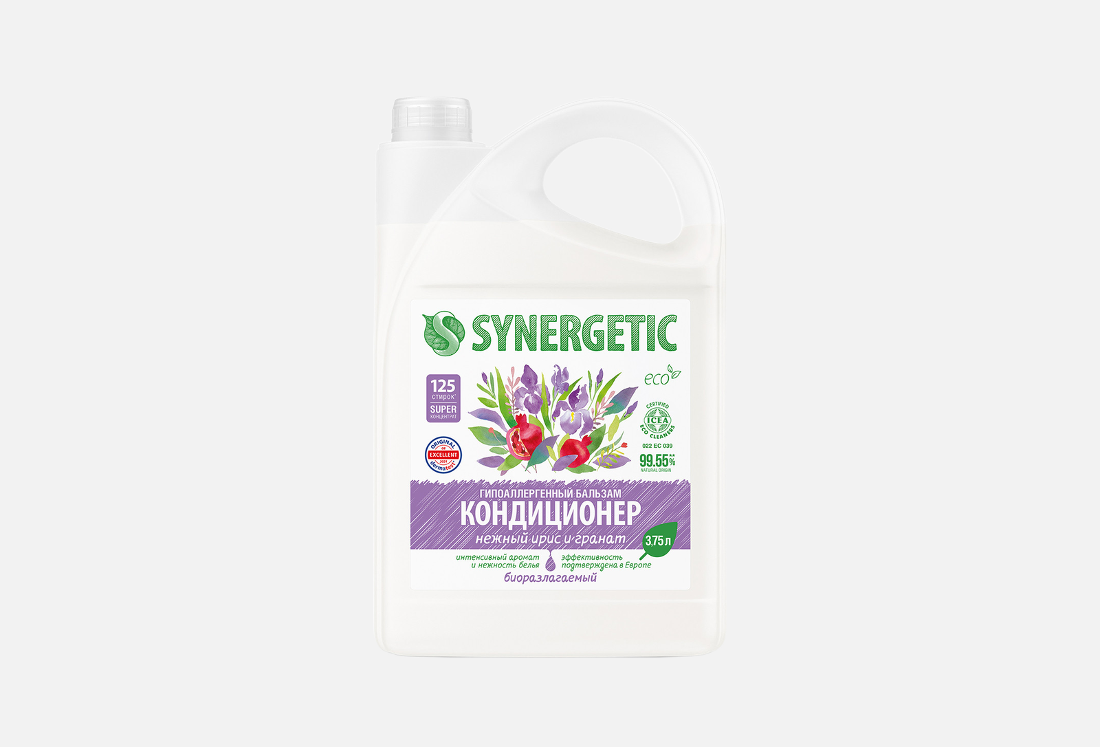 Synergetic Бальзам-кондиционер для белья Нежный ирис и гранат 3750 мл — купить, цена в Москве
