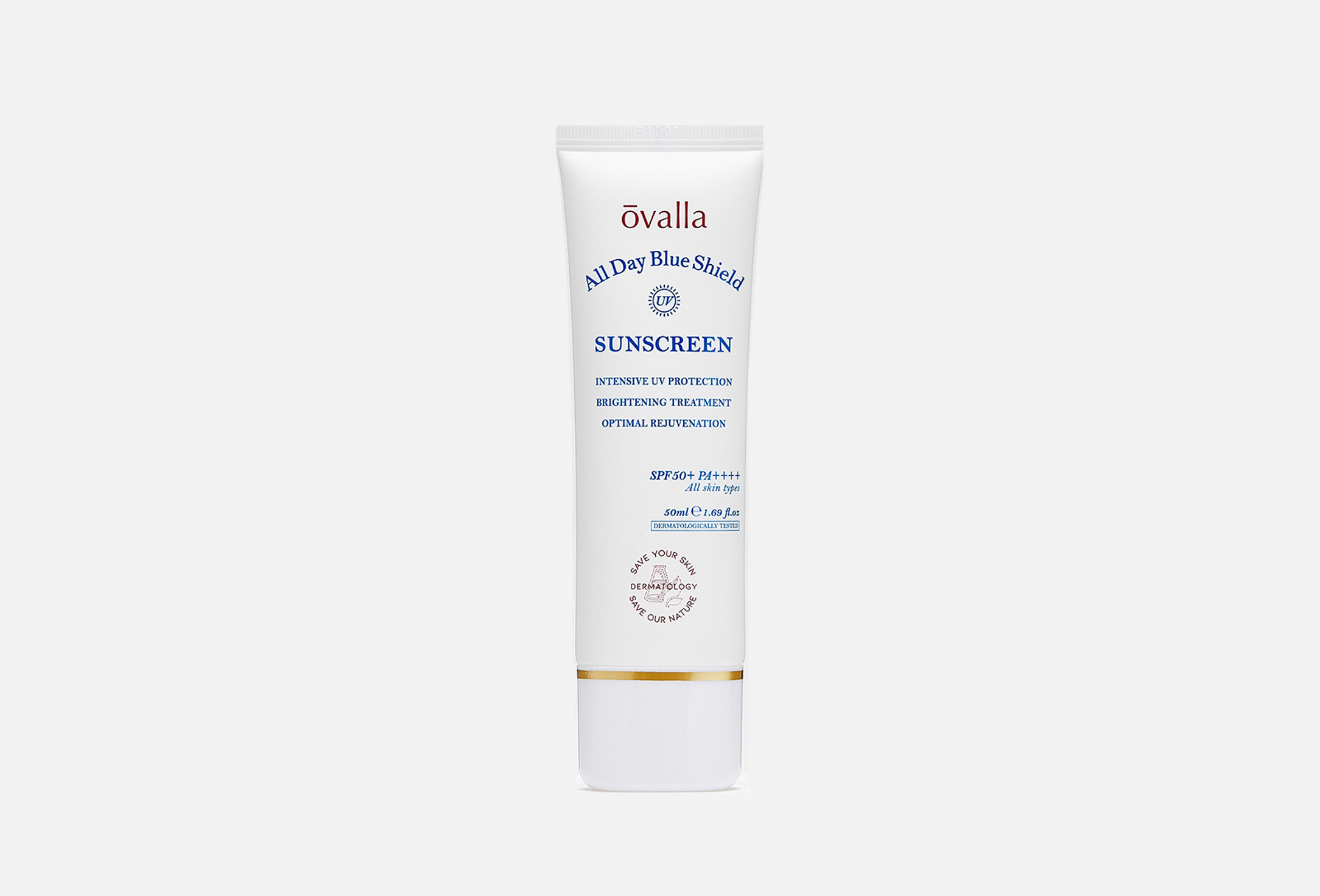 Ovalla Солнцезащитный крем для лица SPF 50+/PA++++ All Day Blue Shield ...