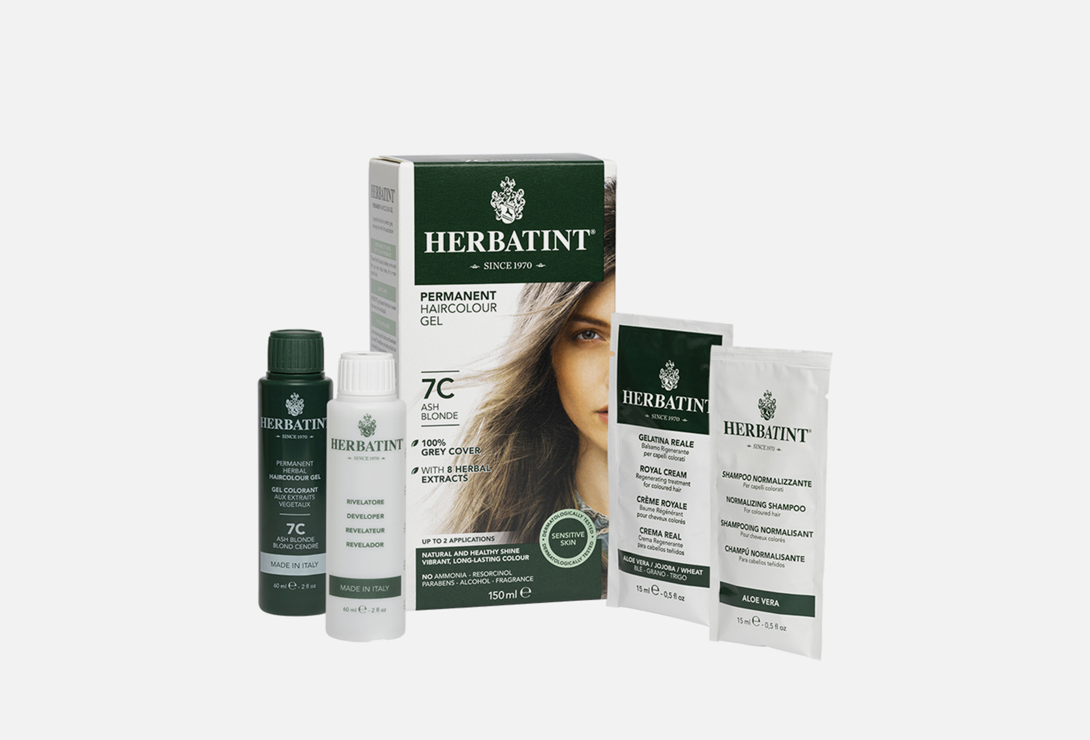 Herbatint Гель-краска для волос HAIRCOLOUR GEL 7C, Пепельный блондин ...