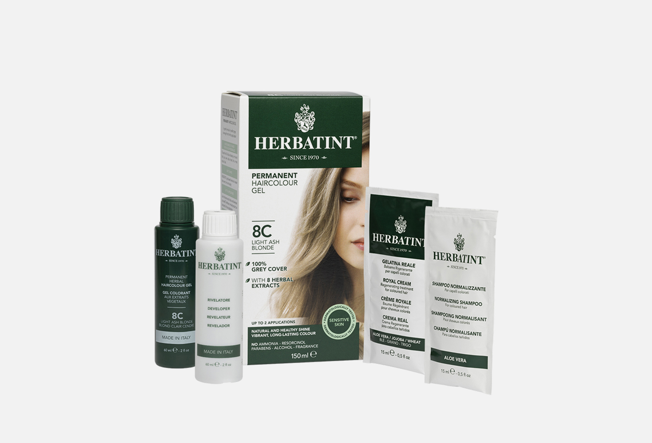 Herbatint Гель-краска для волос HAIRCOLOUR GEL 8C, Светлый пепельный ...