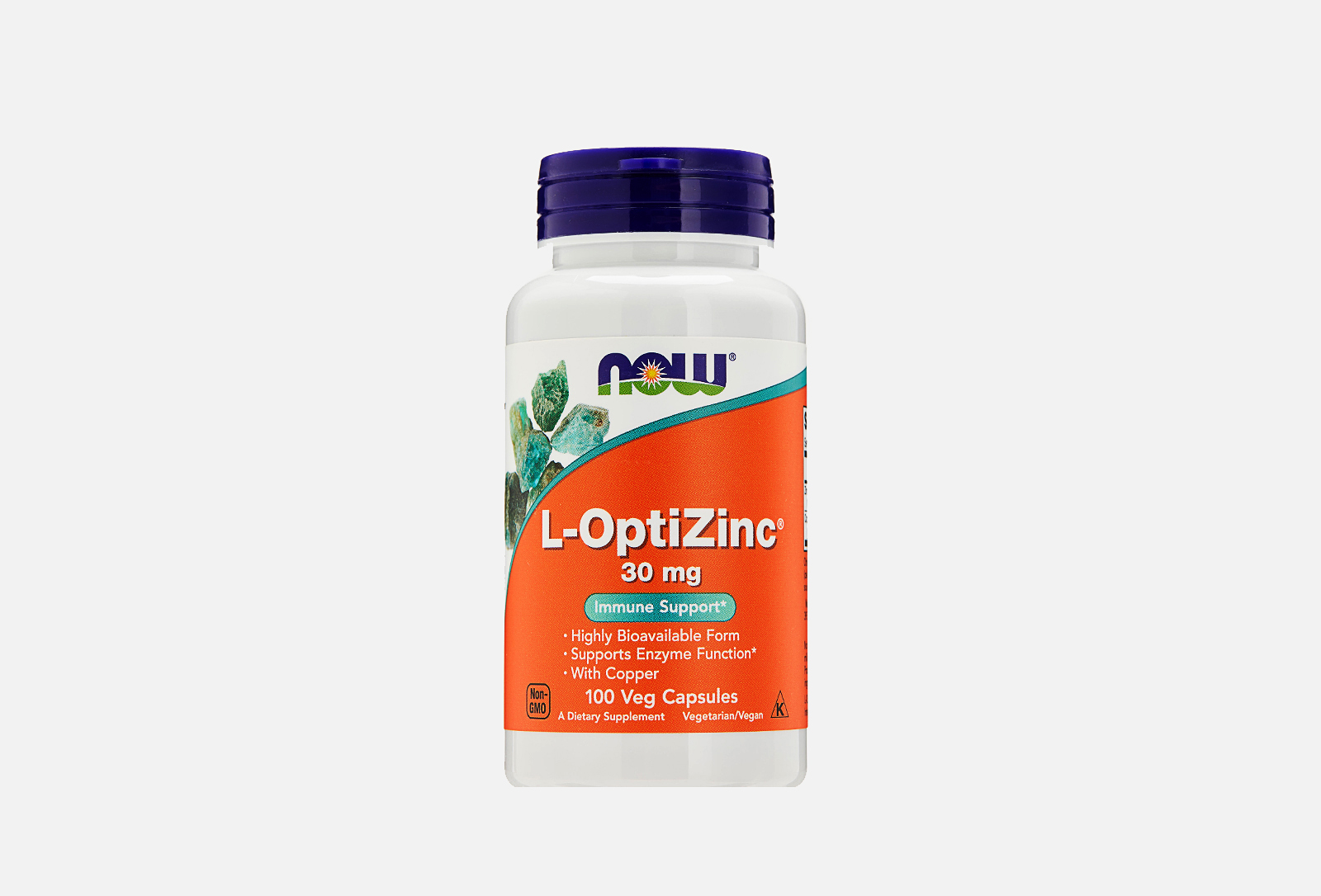 NOW Цинк L-optizinc 30 мг с медью 100 шт — купить, цена в Москве