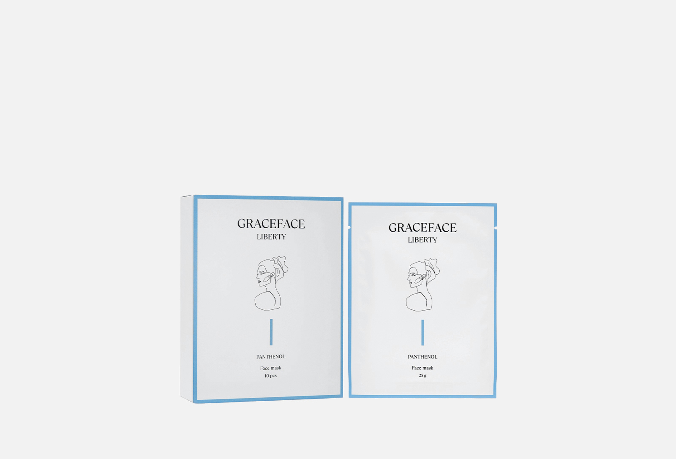 GRACEFACE Набор увлажняющих тканевых масок для лица panthenol, centella and hyaluronic acid 10 ...