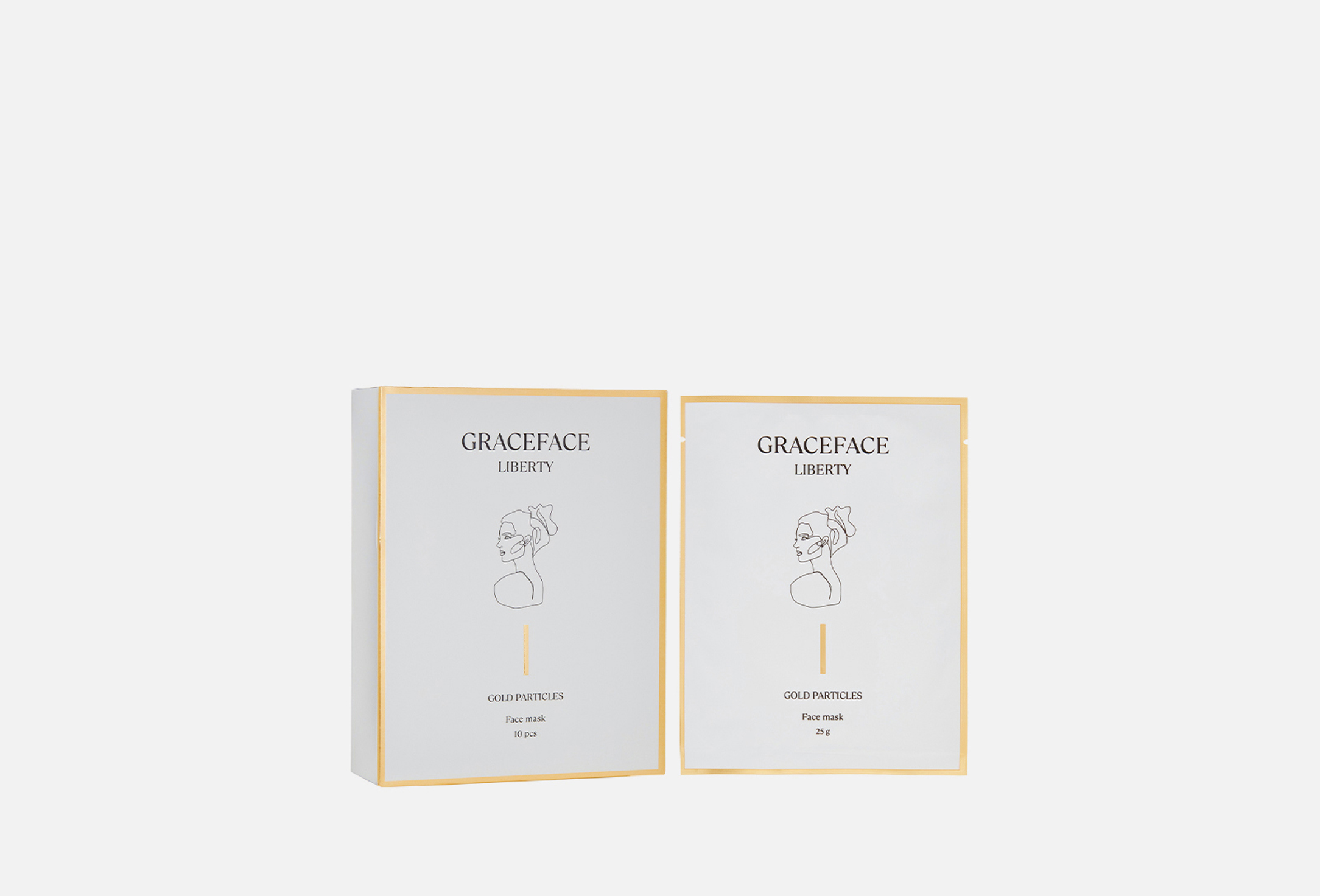 GRACEFACE Набор увлажняющих тканевых масок для лица gold particles and hyaluronic acid 10 шт ...