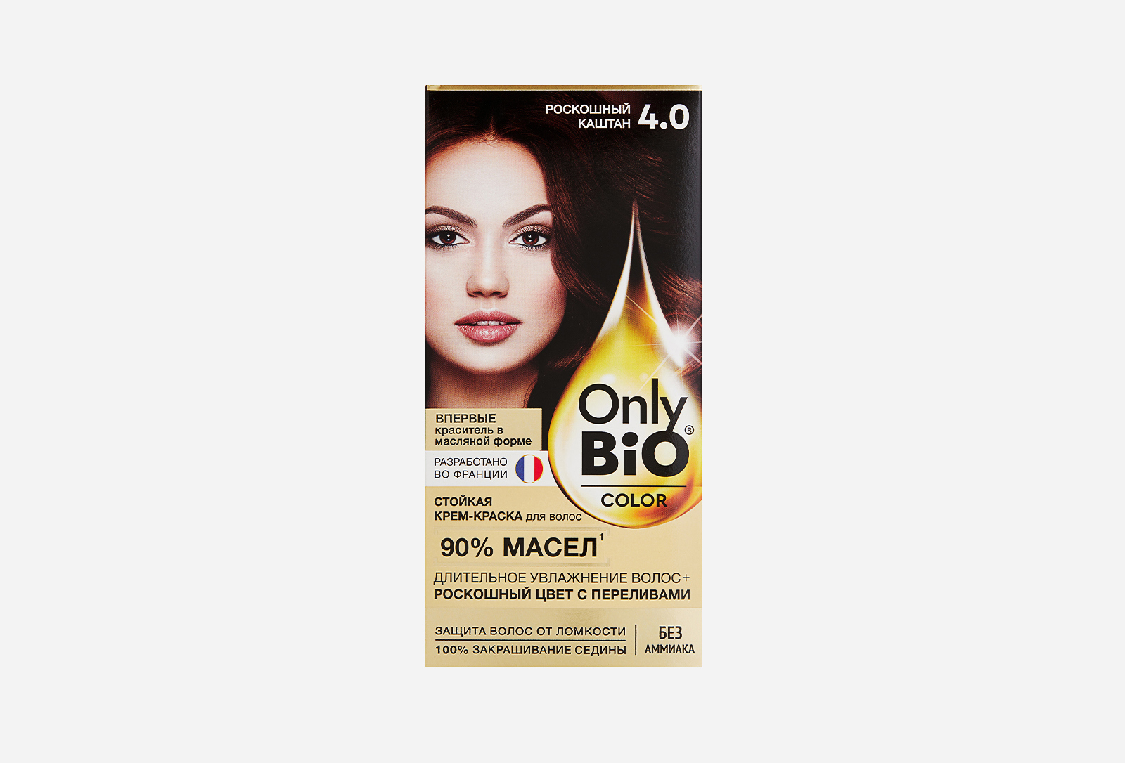 Only Bio Стойкая крем-краска для волос COLOR 4.0, Роскошный каштан 115 ...