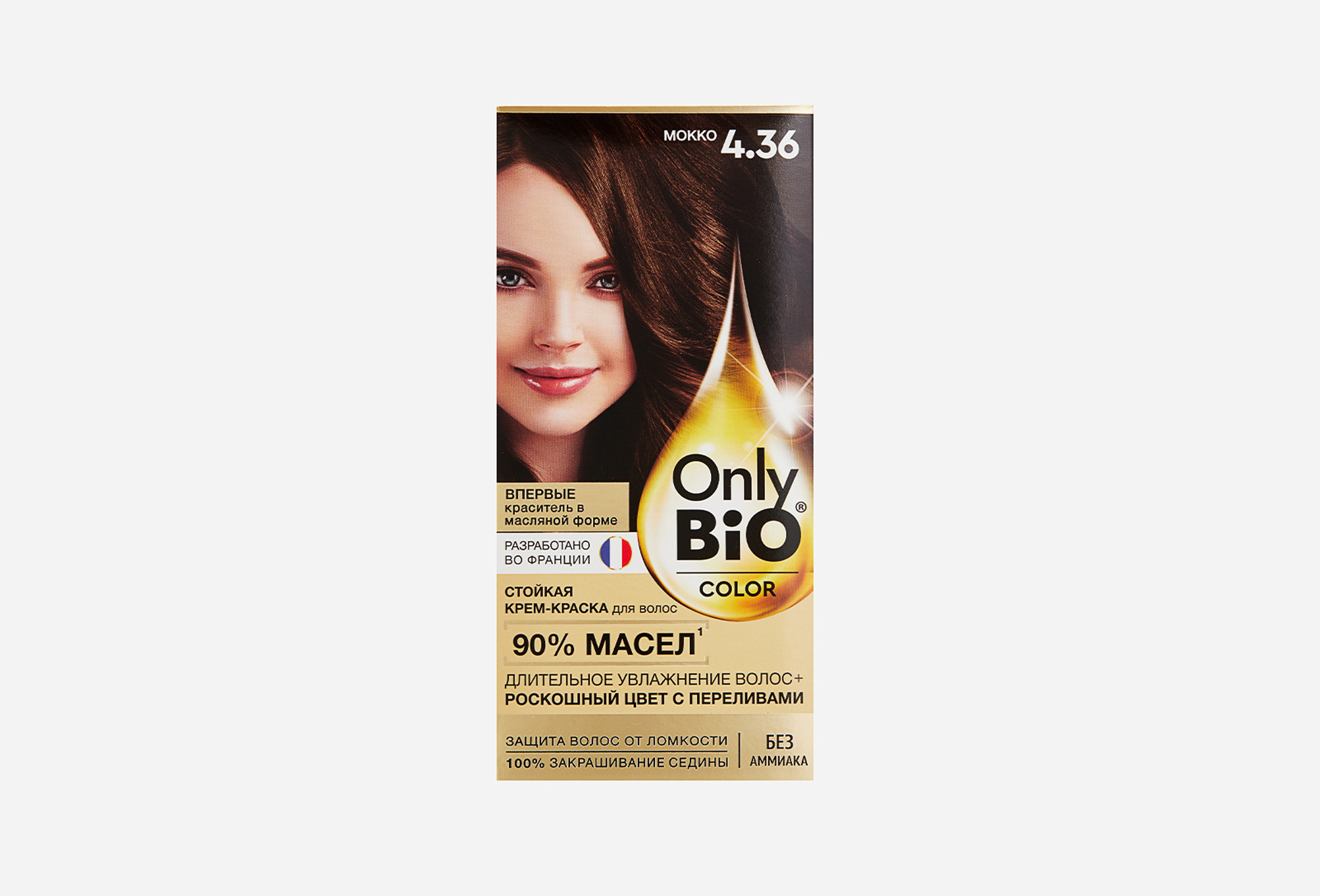 Only Bio Стойкая крем-краска для волос COLOR 4.36, Мокко 115 мл ...