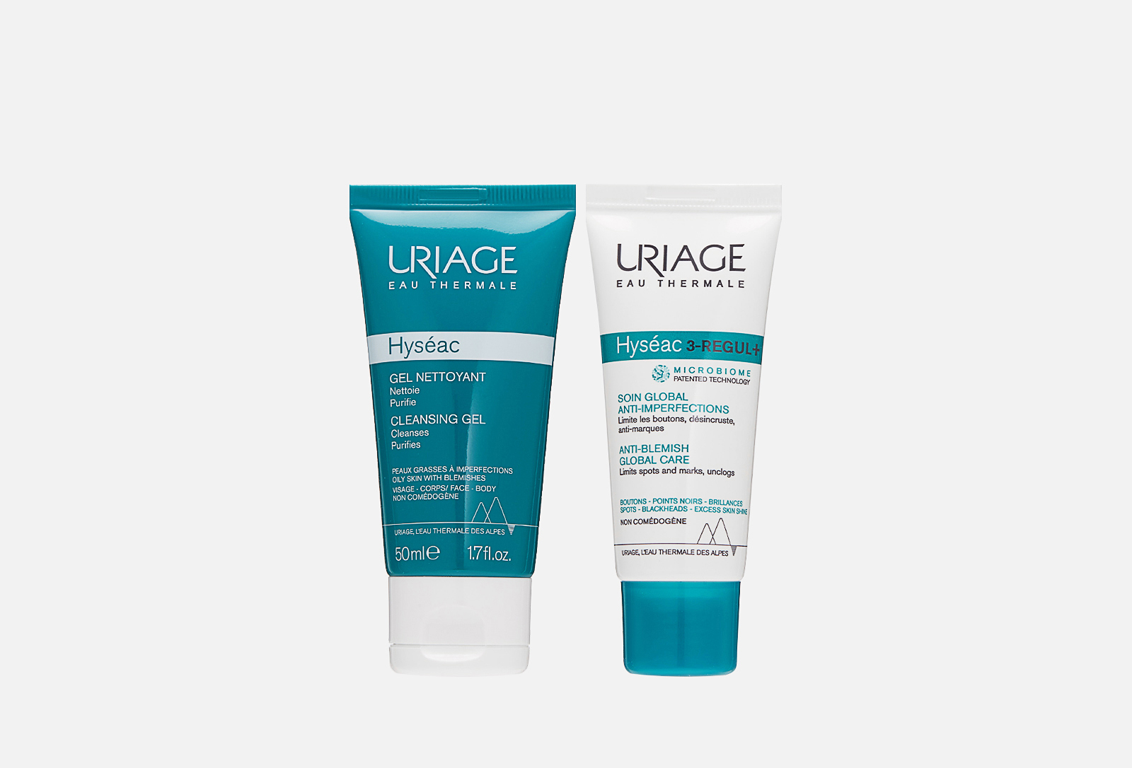 Uriage НАБОР: универсальный уход, очищающий гель для лица HYSEAC 2 шт ...