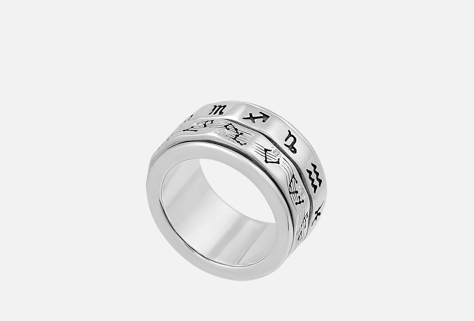 Aura Jewelry Кольцо-спинер серебряное zodiac signs 17 — купить в Москве