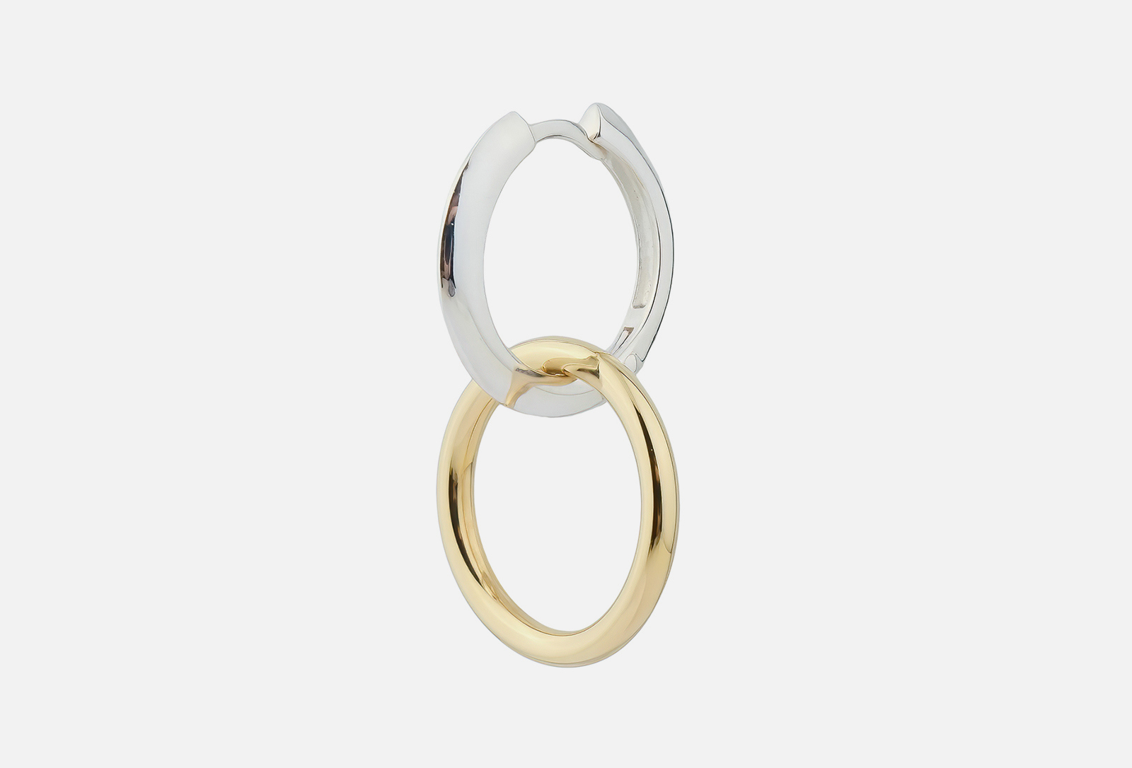 Tilda Моносерьга с кольцом серебряная Silver Clicker with Gold-Plated ...