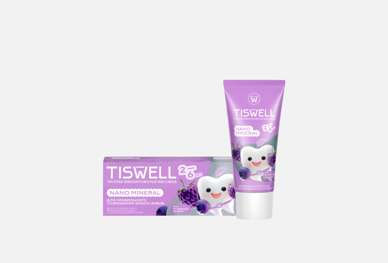 TISWELL Детская зубная паста 2–6 лет Ягодный зефир 60 г — купить, цена в Москве