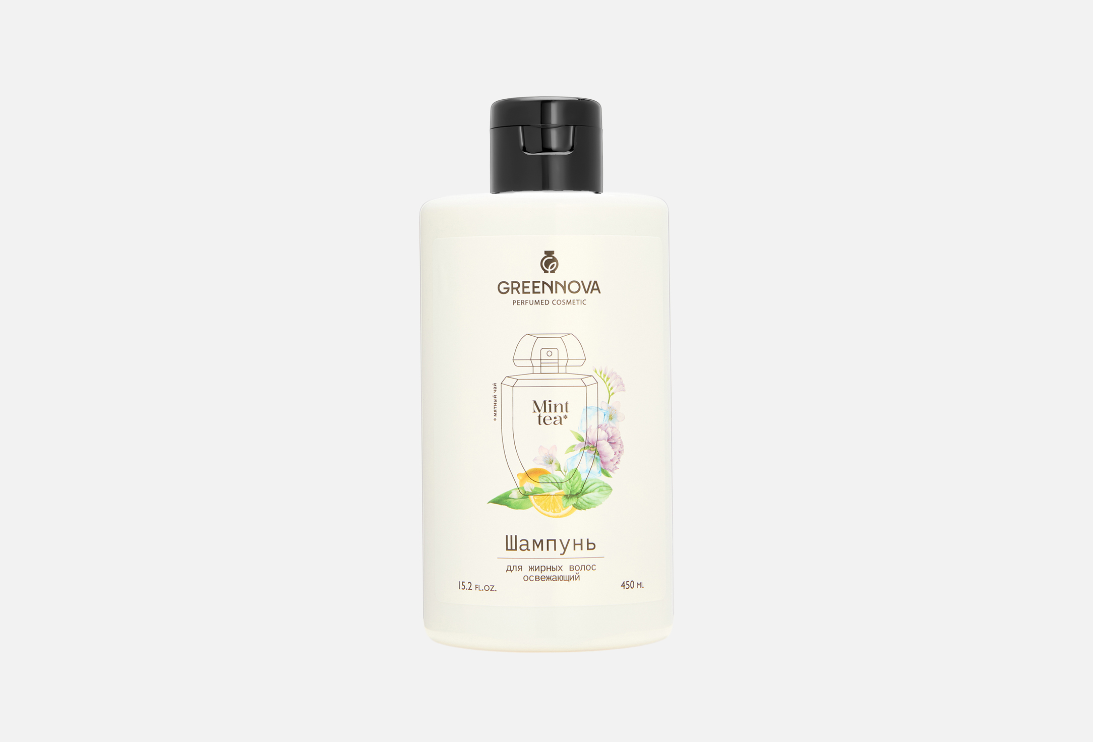 Greennova Шампунь для жирных волос Mint tea 450 мл — купить, цена в Москве