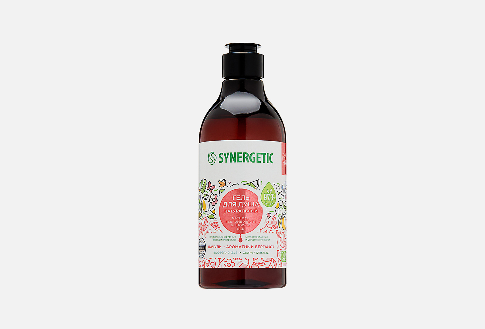 Synergetic Гель для душа Пачули и ароматный бергамот, увлажняющий ...