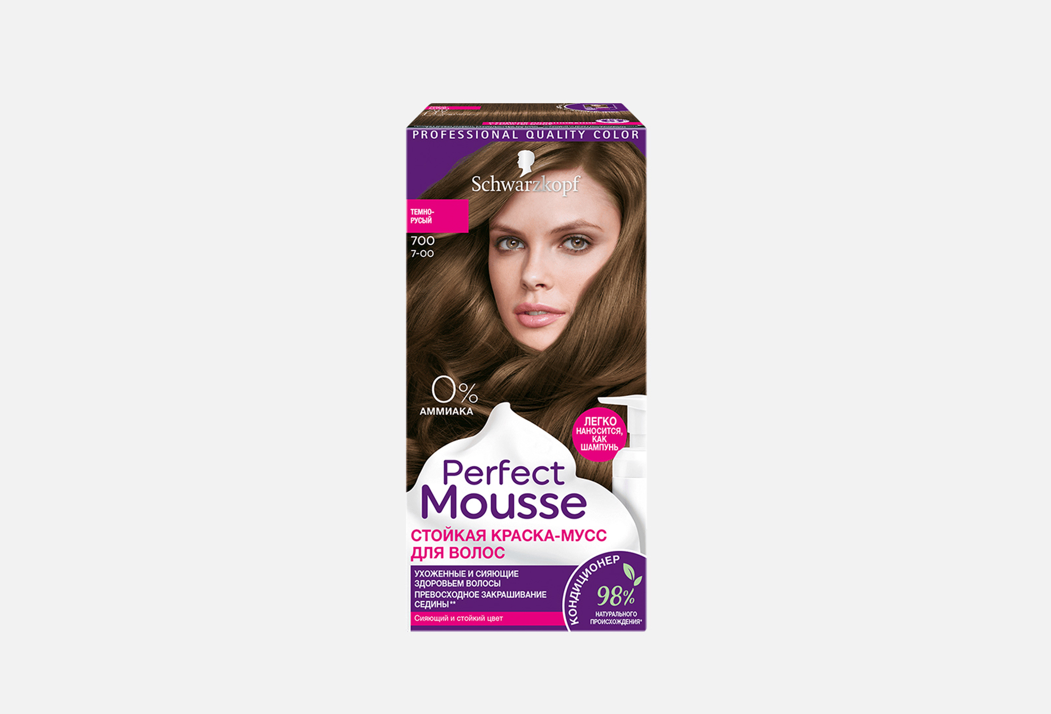Perfect mousse Стойкая краска-мусс PERFECT MOUSSE 700 Темно-Русый 1 шт ...